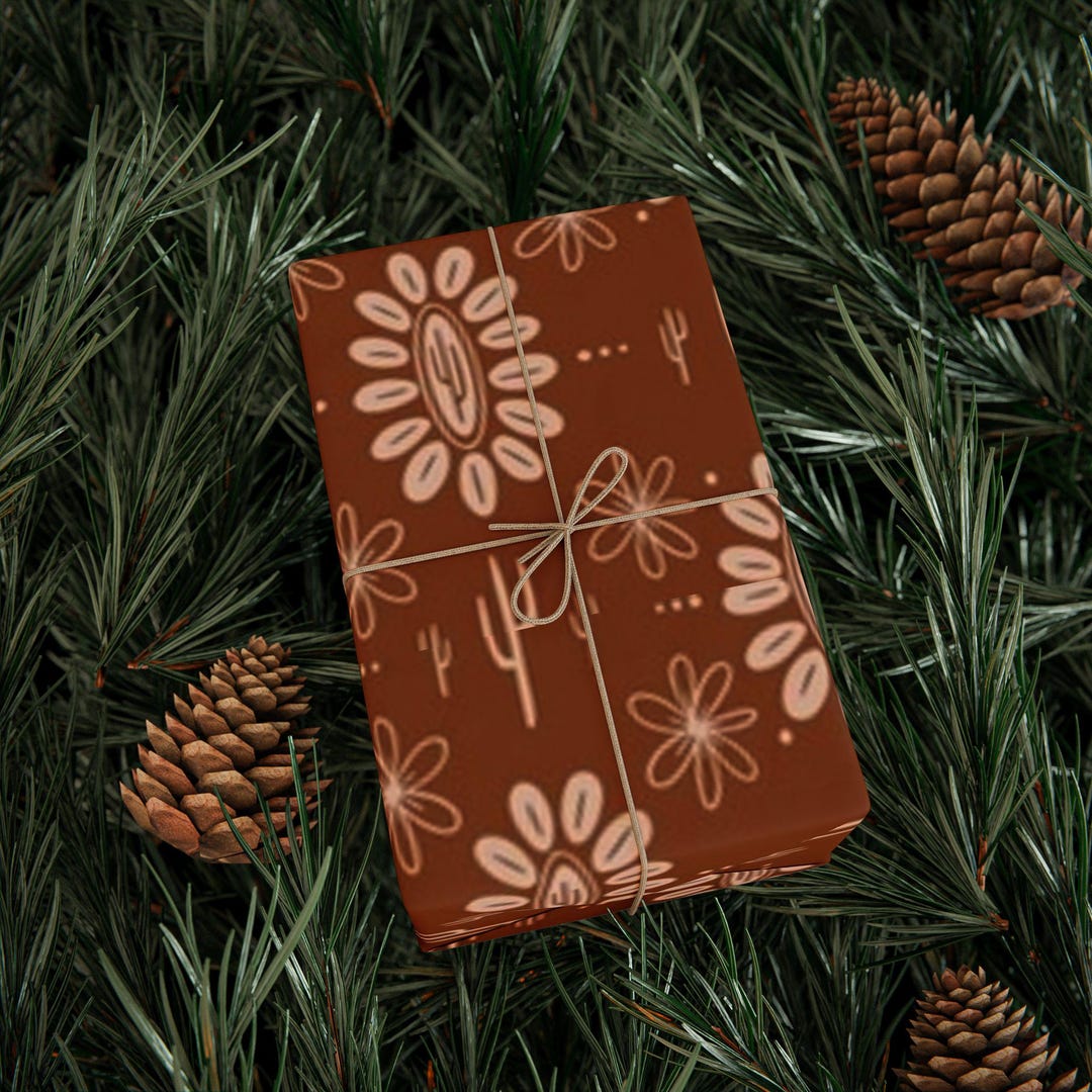 Desert Floral Pattern Wrapping Paper | Southwestern Cactus Motif - Etsy
