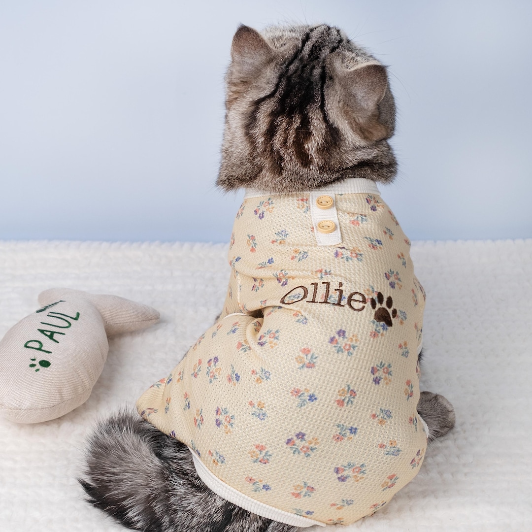 Personalized Dog Clothes Pet Pajamas With Name Embroidered Cat Cloths ...