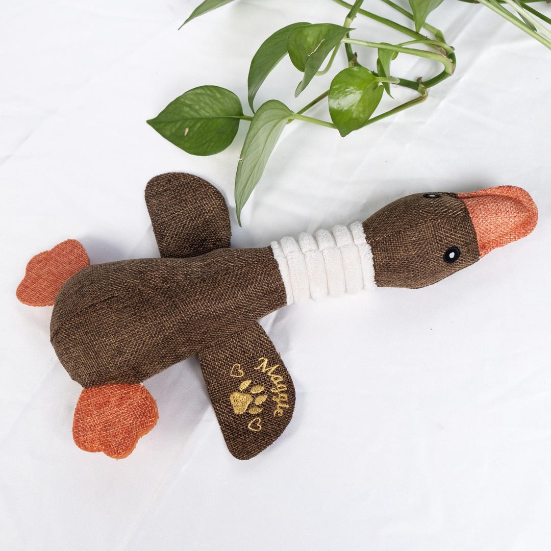 Personalized Dog Toy With Squeaker Embroidered Name Custom Goose Toy ...