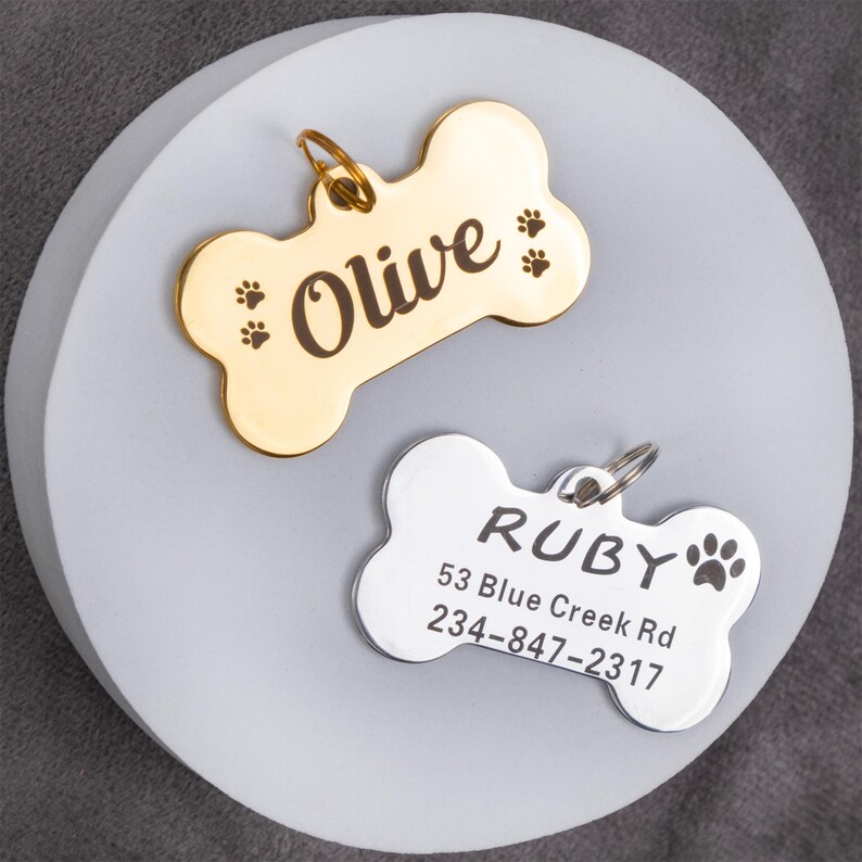 Personalized Pet Tag Dog Bone Tag for Dog Name Tag Engraved Pet Tag ...