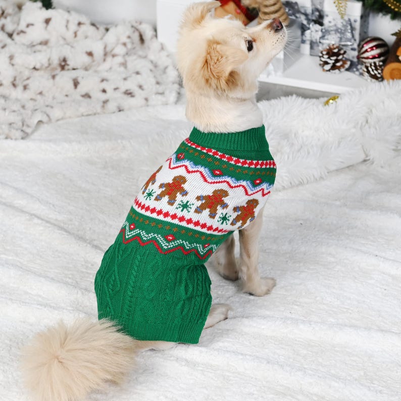 Personalized Gingerbread Dog Sweater, Acrylic Knitted Christmas Pet ...