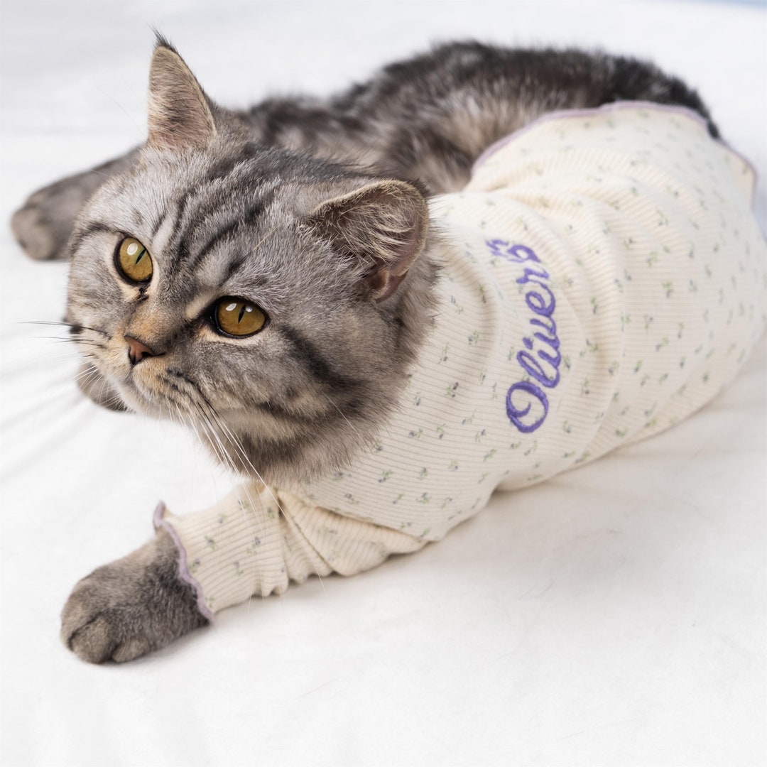 Personalized Floral Pet Clothes, Embroidered Name Cotton Puppy Clothes ...