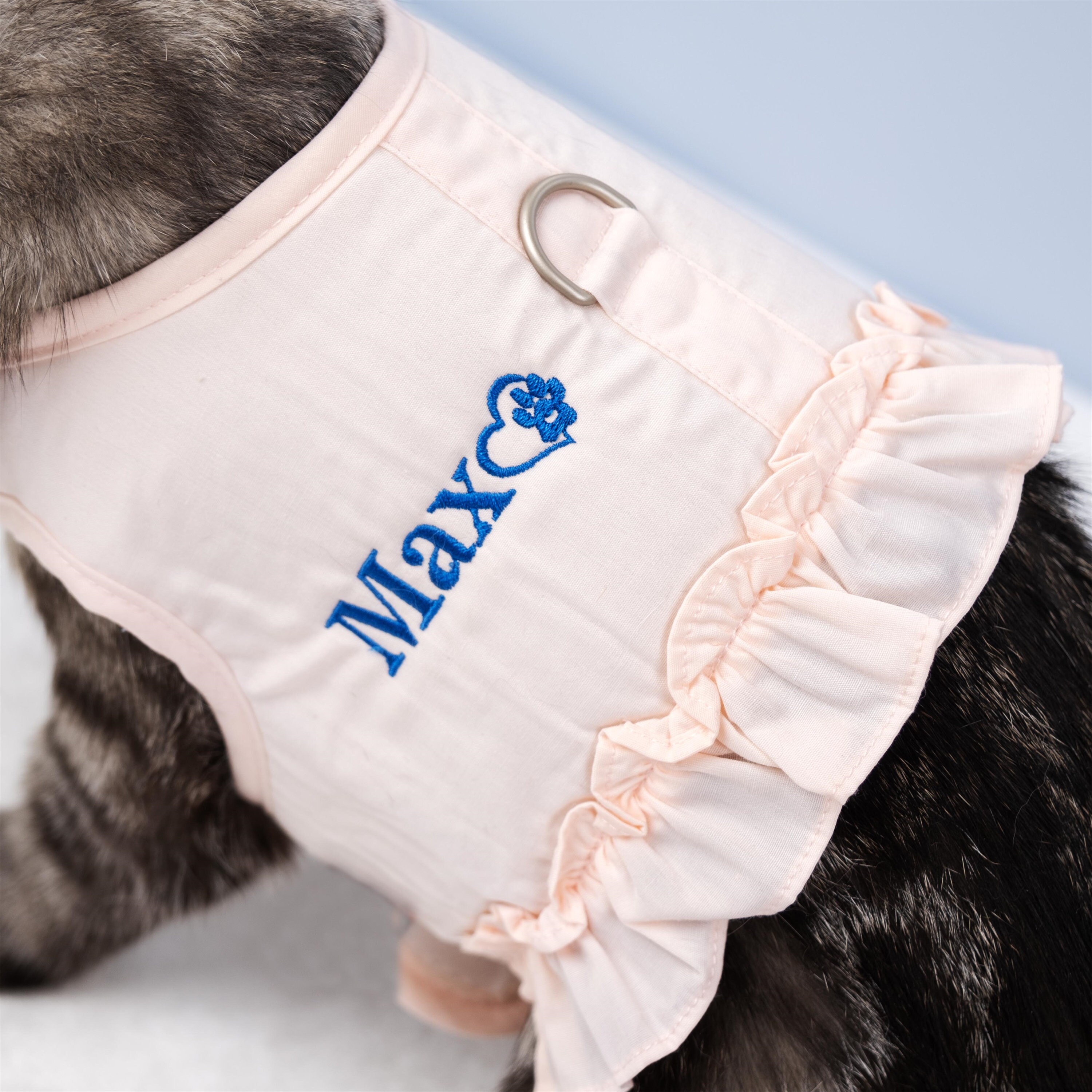 Personalized Cotton Pet Harness With Leash, Embroidered Name Lace Vest ...