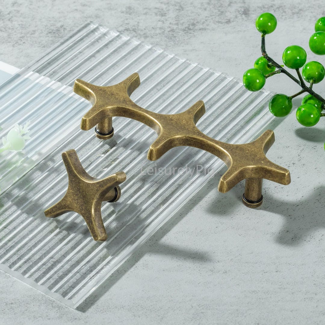Brass Star Drawer Knobs, Art Deco Antique Bronze Black Chrome Cabinet ...