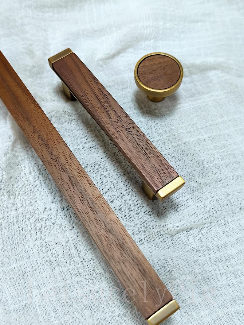 Black Walnut Drawer Pulls ,wood Kitchen Door Handles,gold Black ...