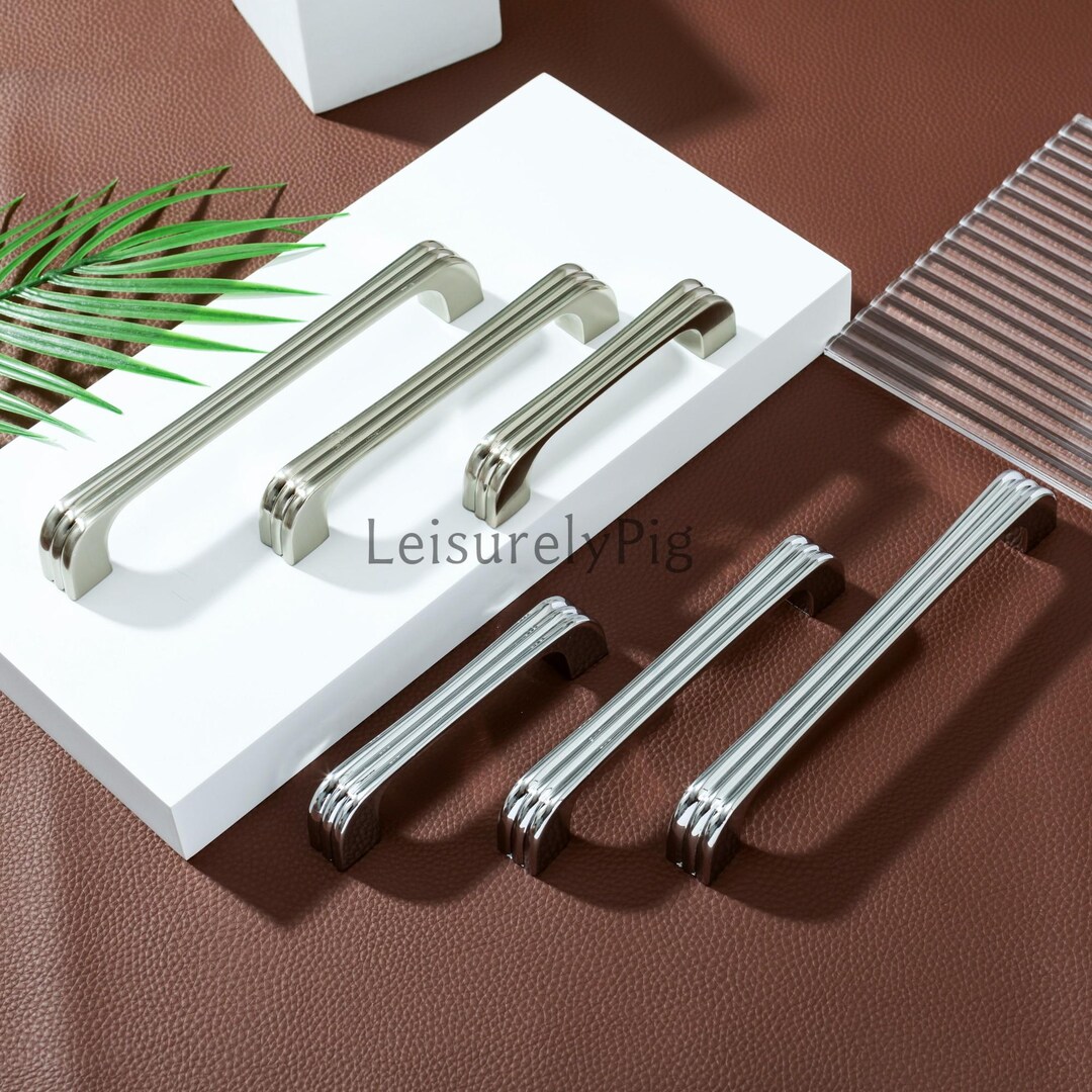 Stream Shaped Kitchen Handles,chrome Drawer Pull,brushed Nickel Cabinet ...