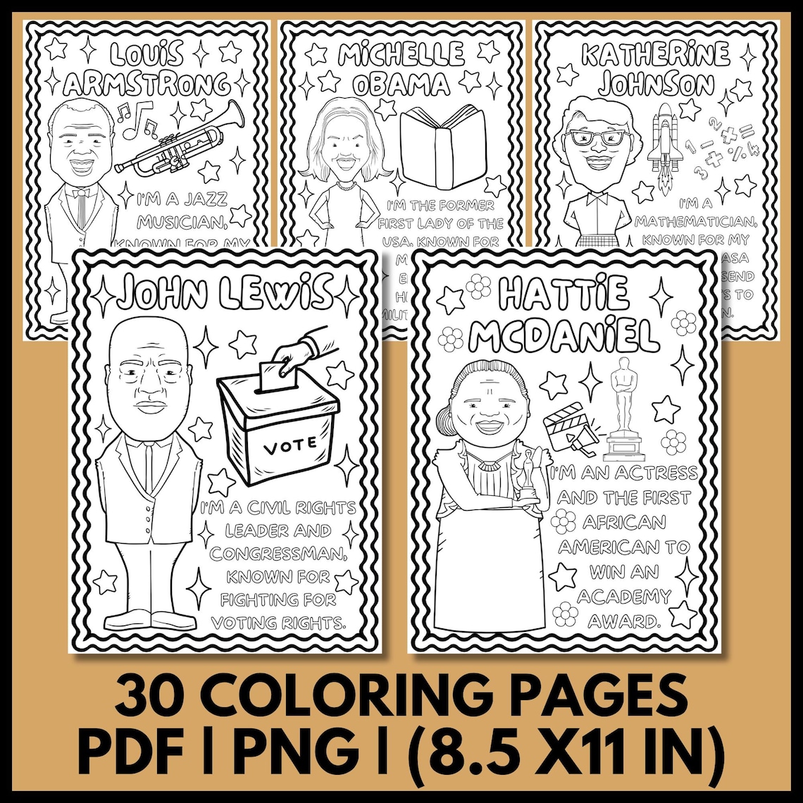 Black History Month Coloring Pages | Famous Leaders (PDF & PNG Format ...