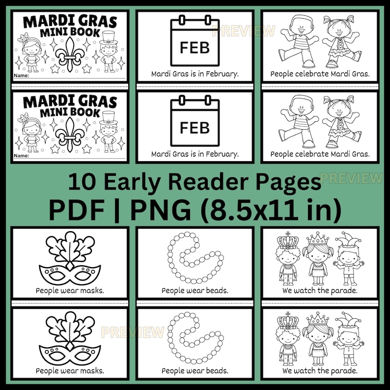 Mardi Gras Mini Book for Early Readers | Fat Tuesday Reading and ...