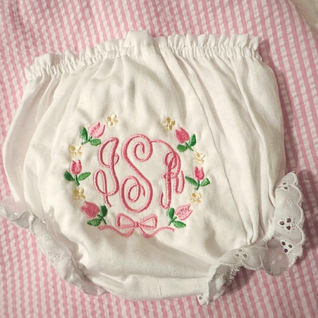 Personalized Baby Girl Bloomer: Monogrammed White Eyelet Diaper Cover ...