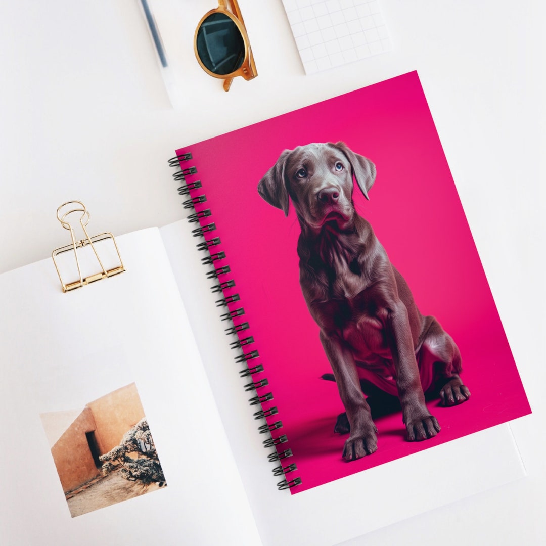 Silver Labrador Puppy Spiral Notebook Adorable Dog Design on Hot Pink ...