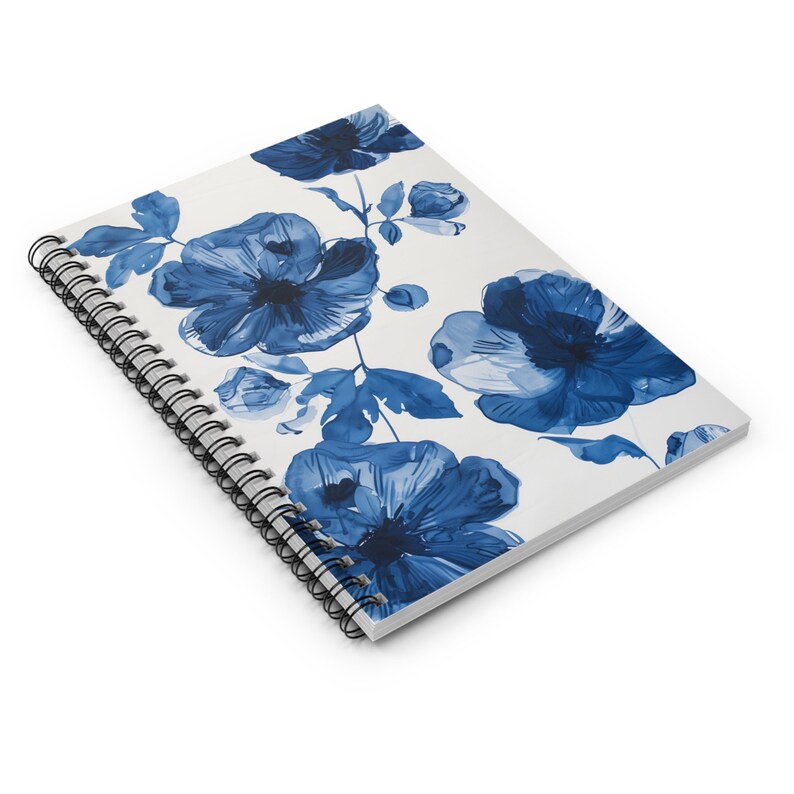 Bold Beautiful Blue Watercolor Flowers Spiral Notebook Elegant Journal ...
