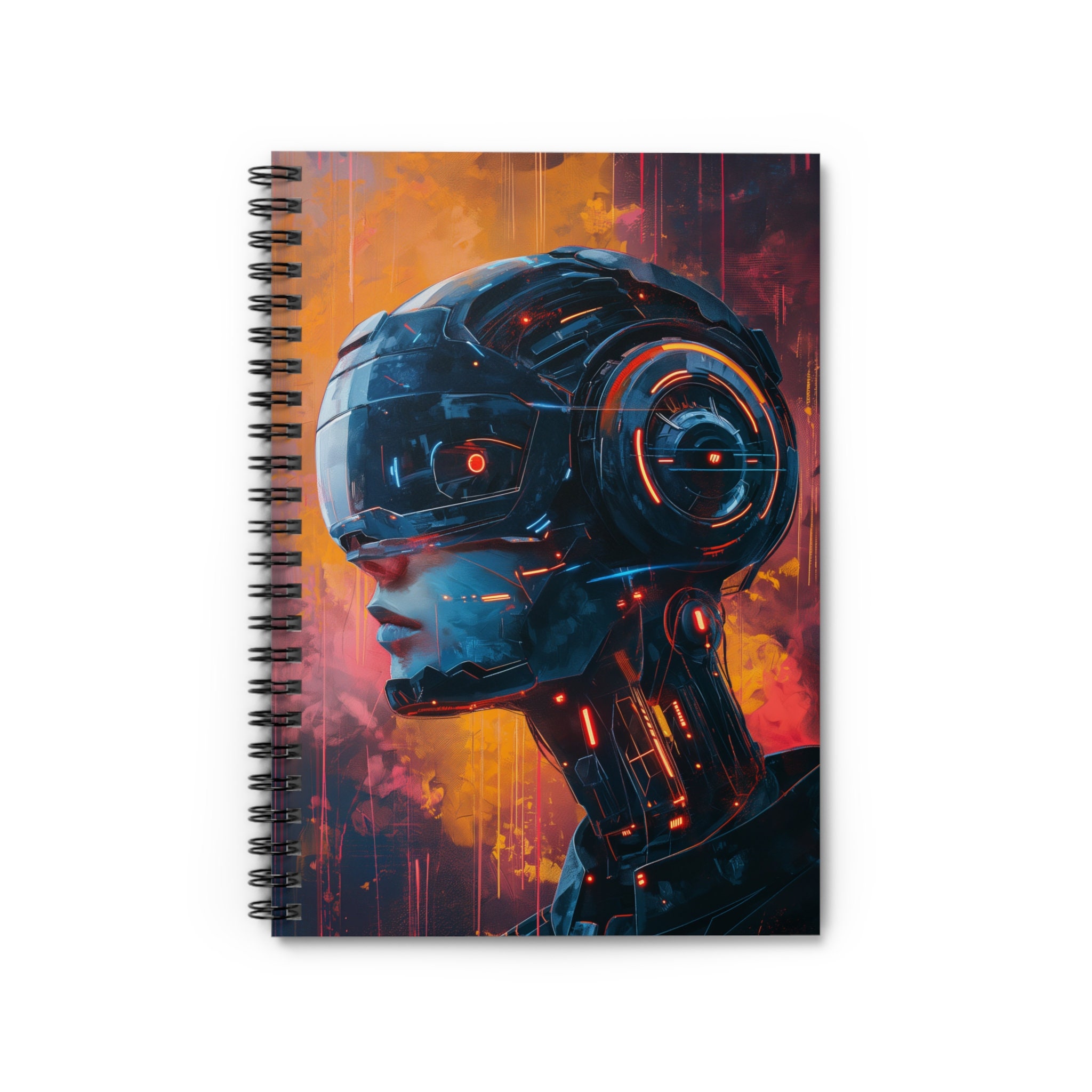Futuristic Female Robot Spiral Notebook Artistic Sci-fi Journal for ...