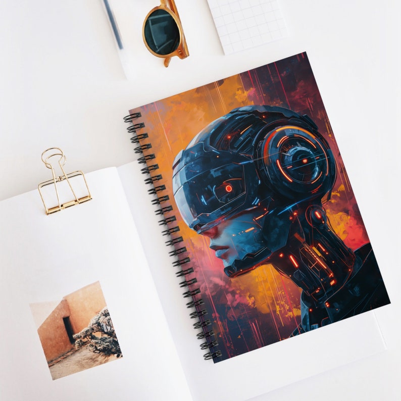 Futuristic Female Robot Spiral Notebook Artistic Sci-fi Journal for ...
