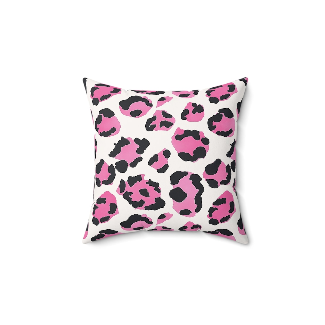 Pink Panther Chic: Leopard Print Square Pillow - Etsy