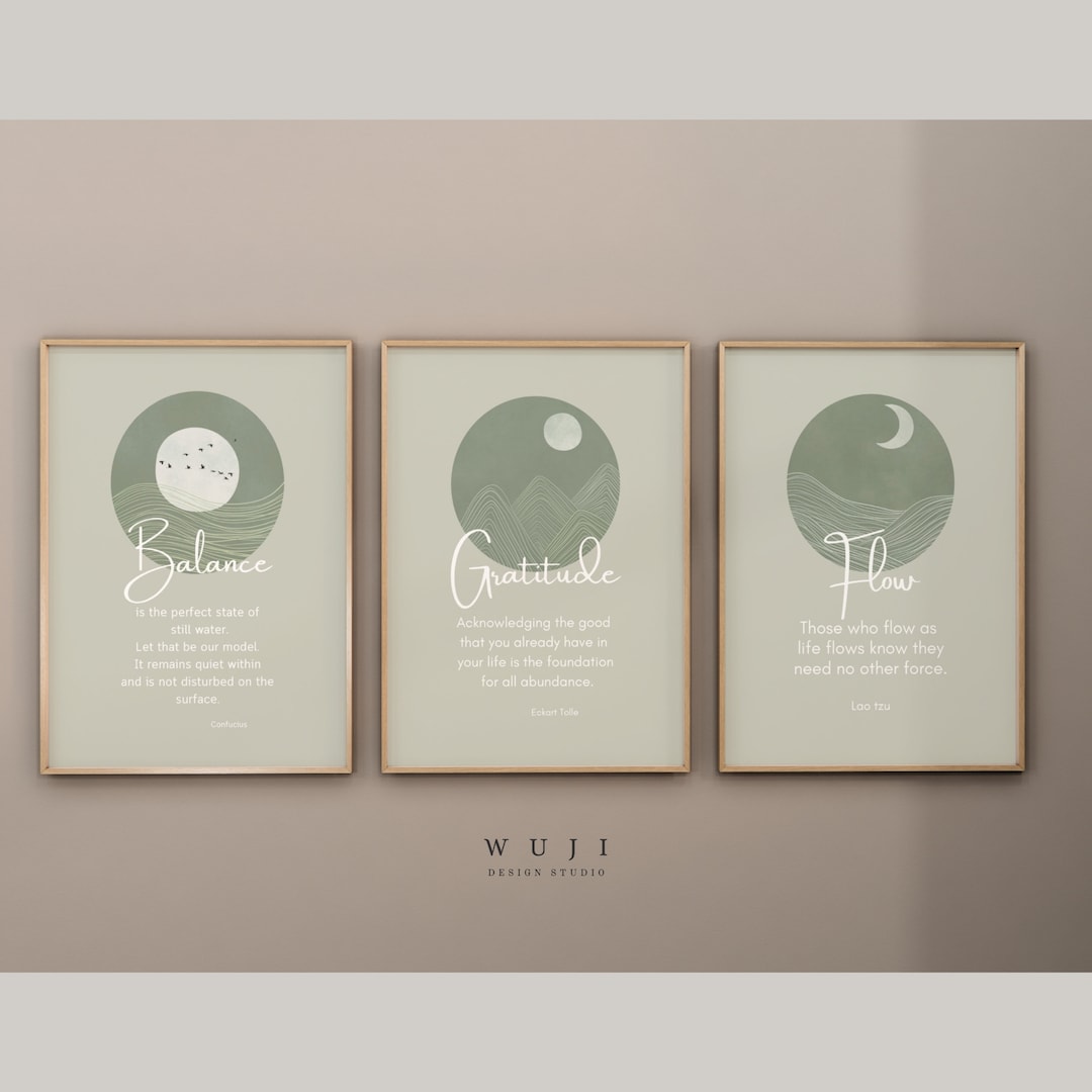Sage Green Inspirational Saying Print Set, Mindfulness Printable Wall ...