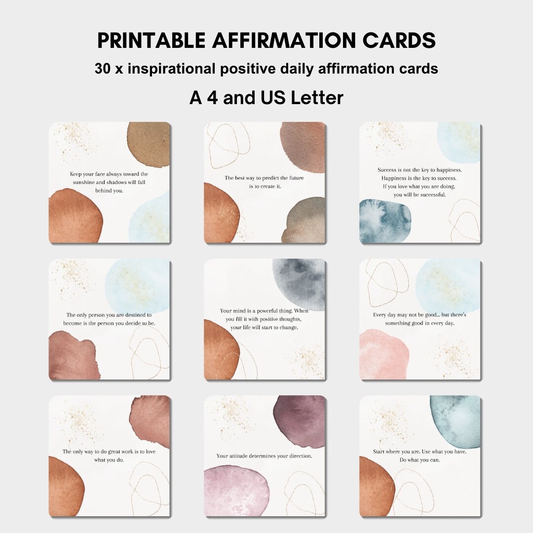 Printable Affirmation Cards, Positive Mindset, Abstract Shapes ...