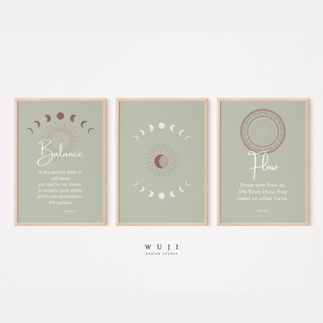 Sage Green Inspirational Saying Print Set, Mindfulness Printable Wall ...
