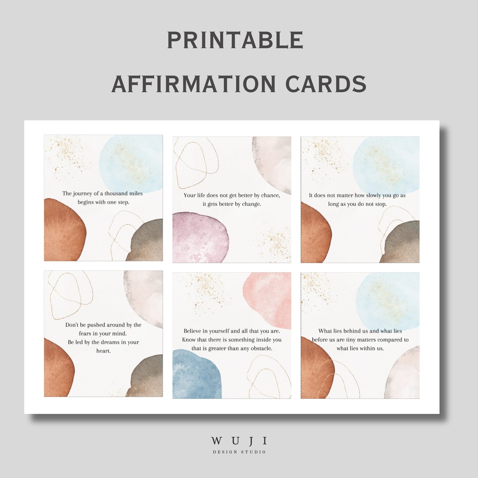 Printable Affirmation Cards, Positive Mindset, Abstract Shapes ...