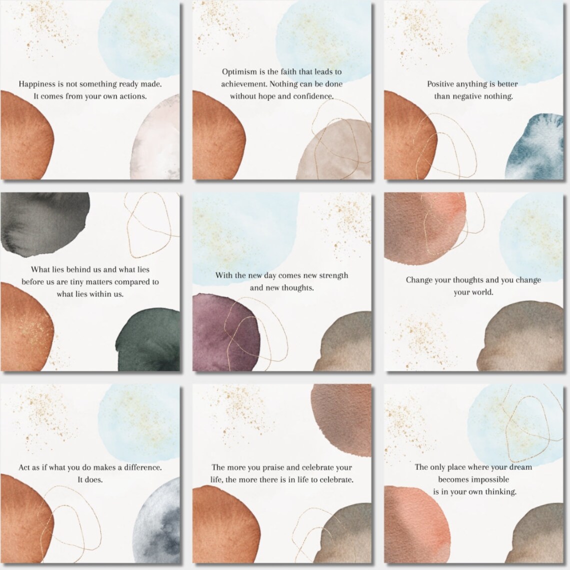 Printable Affirmation Cards, Positive Mindset, Abstract Shapes ...