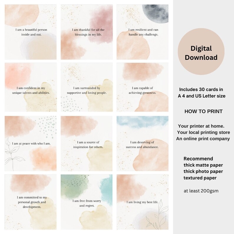 Printable Affirmation Cards, Positive Mindset, Inspirational Quote ...