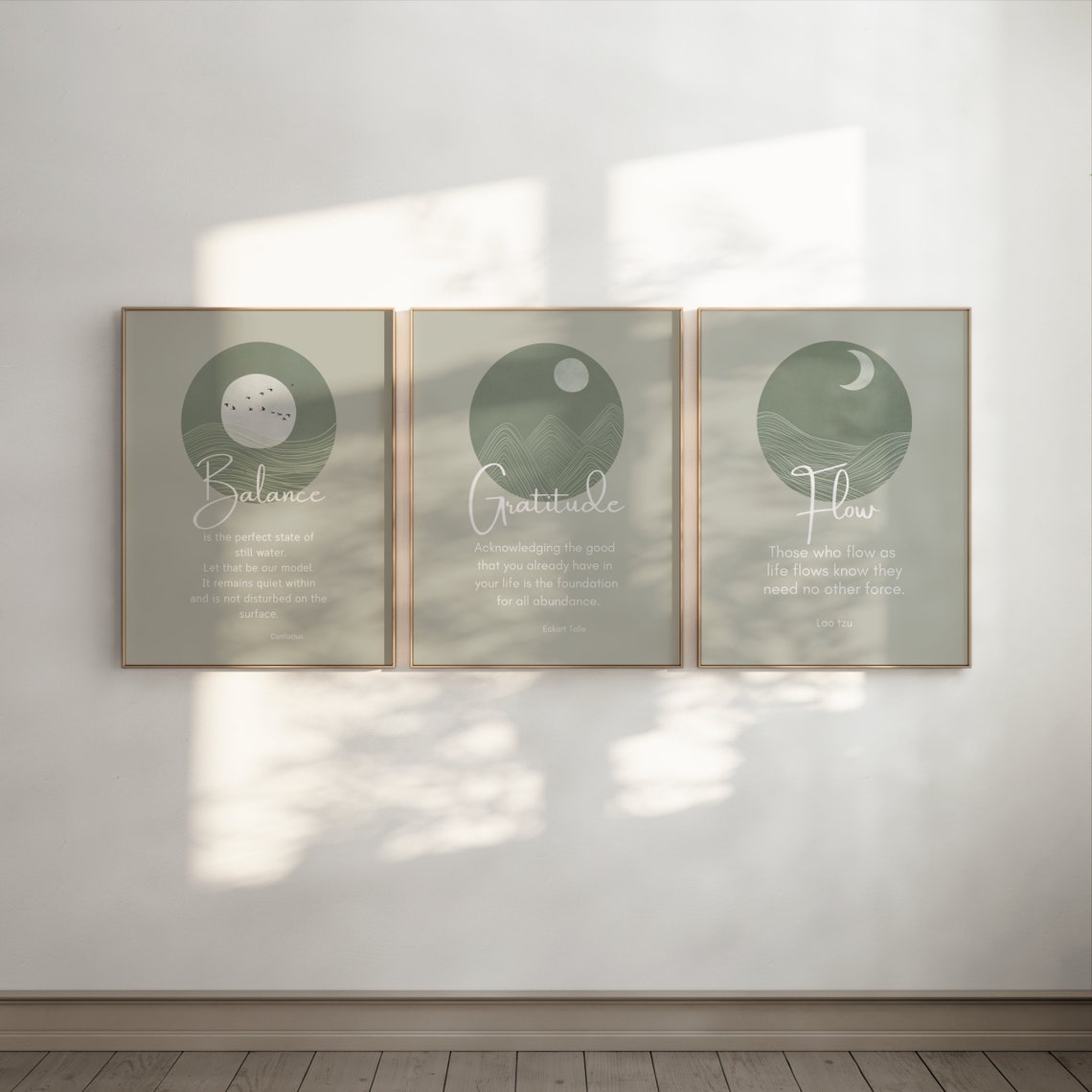 Sage Green Inspirational Saying Print Set, Mindfulness Printable Wall ...