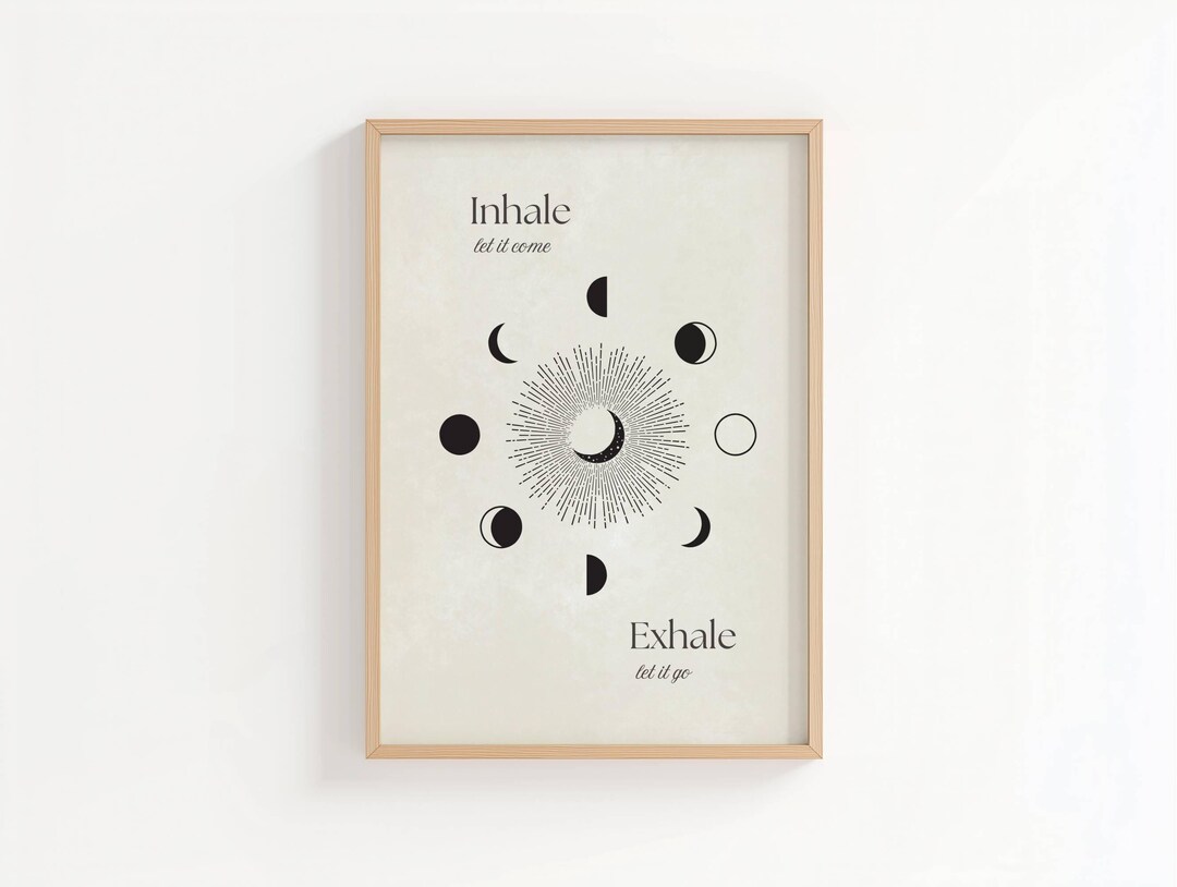 Inhale Exhale Moon Phases Art: Boho Yoga Print (digital Download) - Etsy