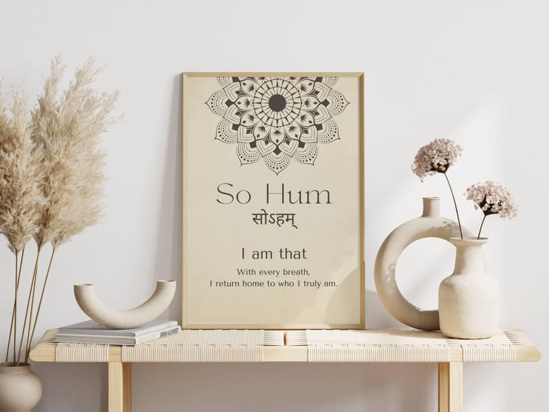 So Hum Mantra Printable Wall Art | Mandala Meditation Print ...