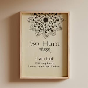 So Hum Mantra Printable Wall Art | Mandala Meditation Print ...