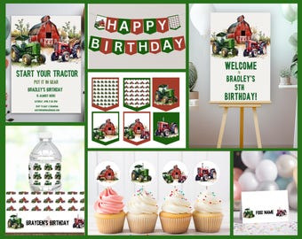 Editable Tractor Birthday Invitation, Green and Yellow Tractor Birthday ...
