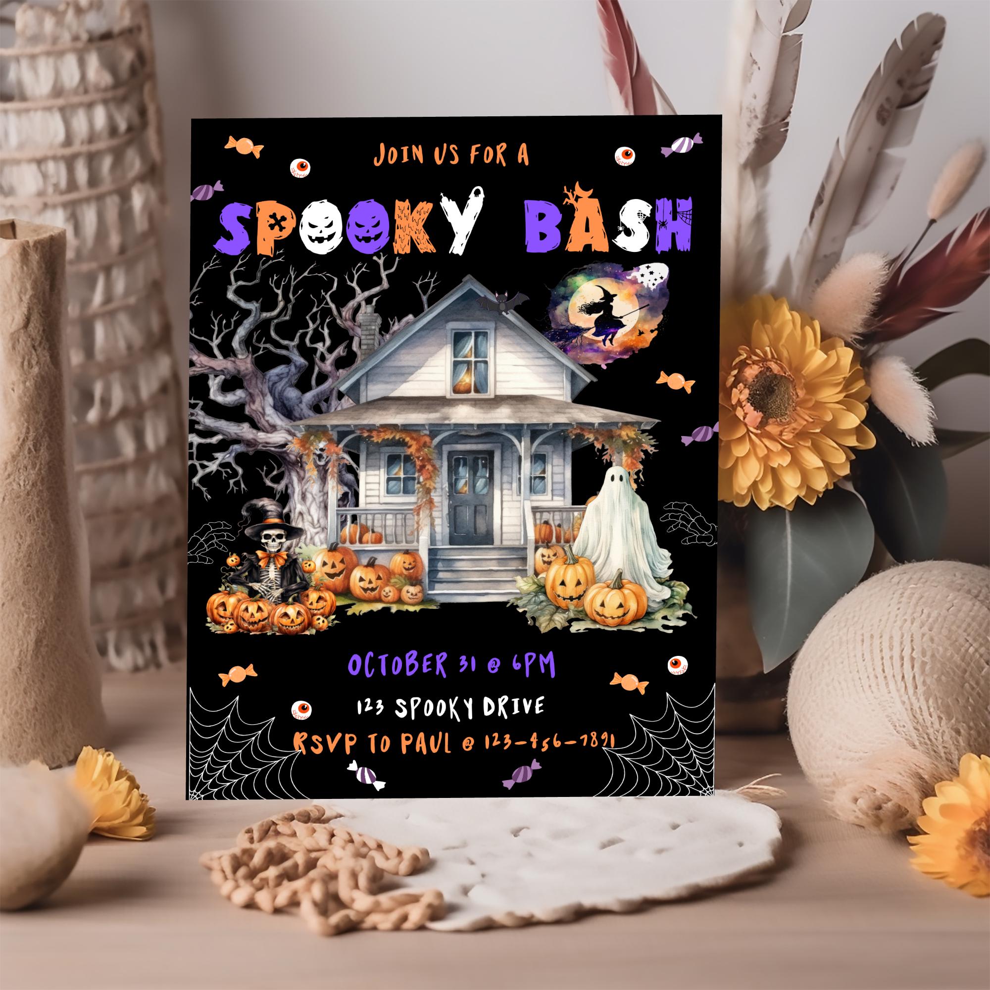 Editable Halloween Party Invitation, Spooky Bash Invite, October Party ...