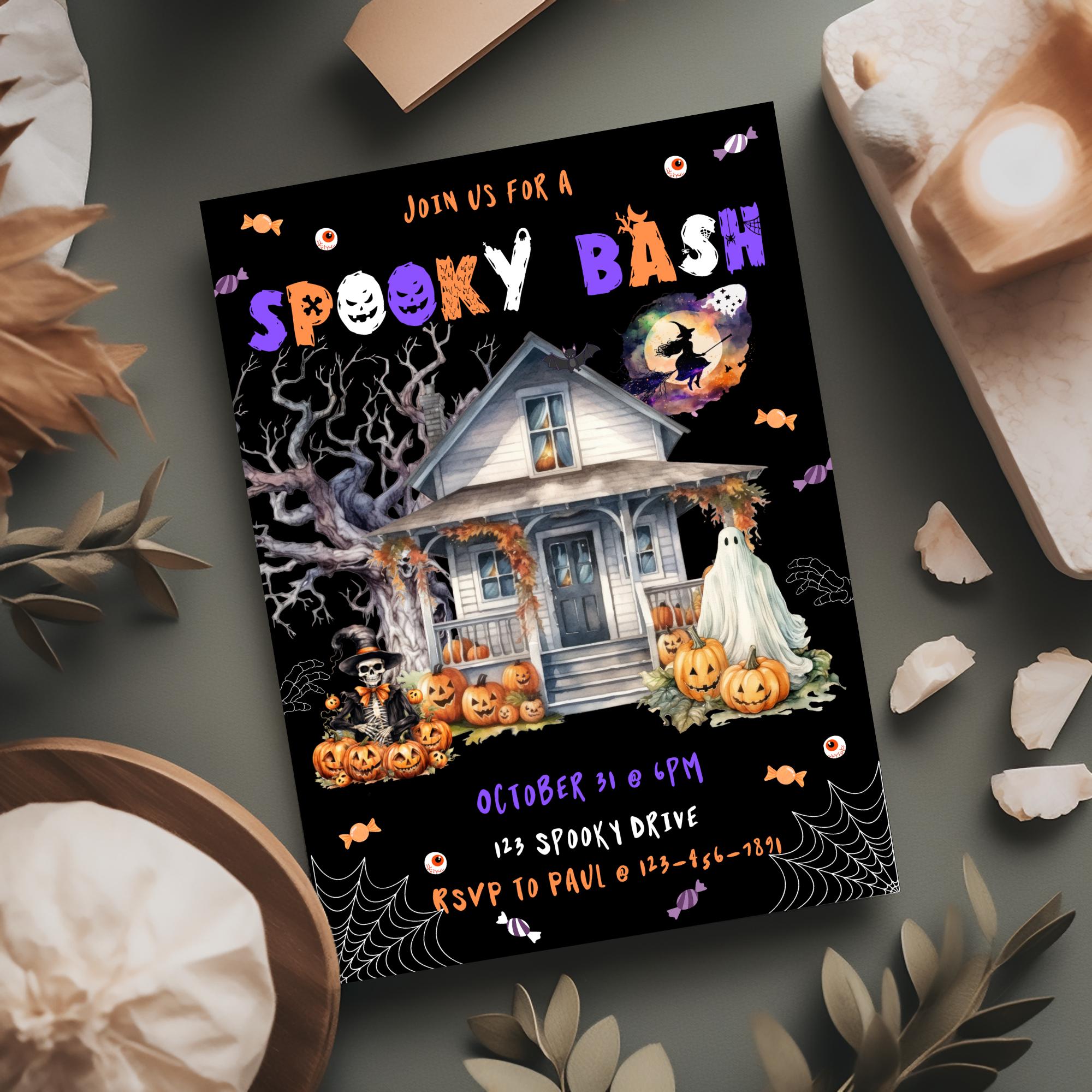 Editable Halloween Party Invitation, Spooky Bash Invite, October Party ...