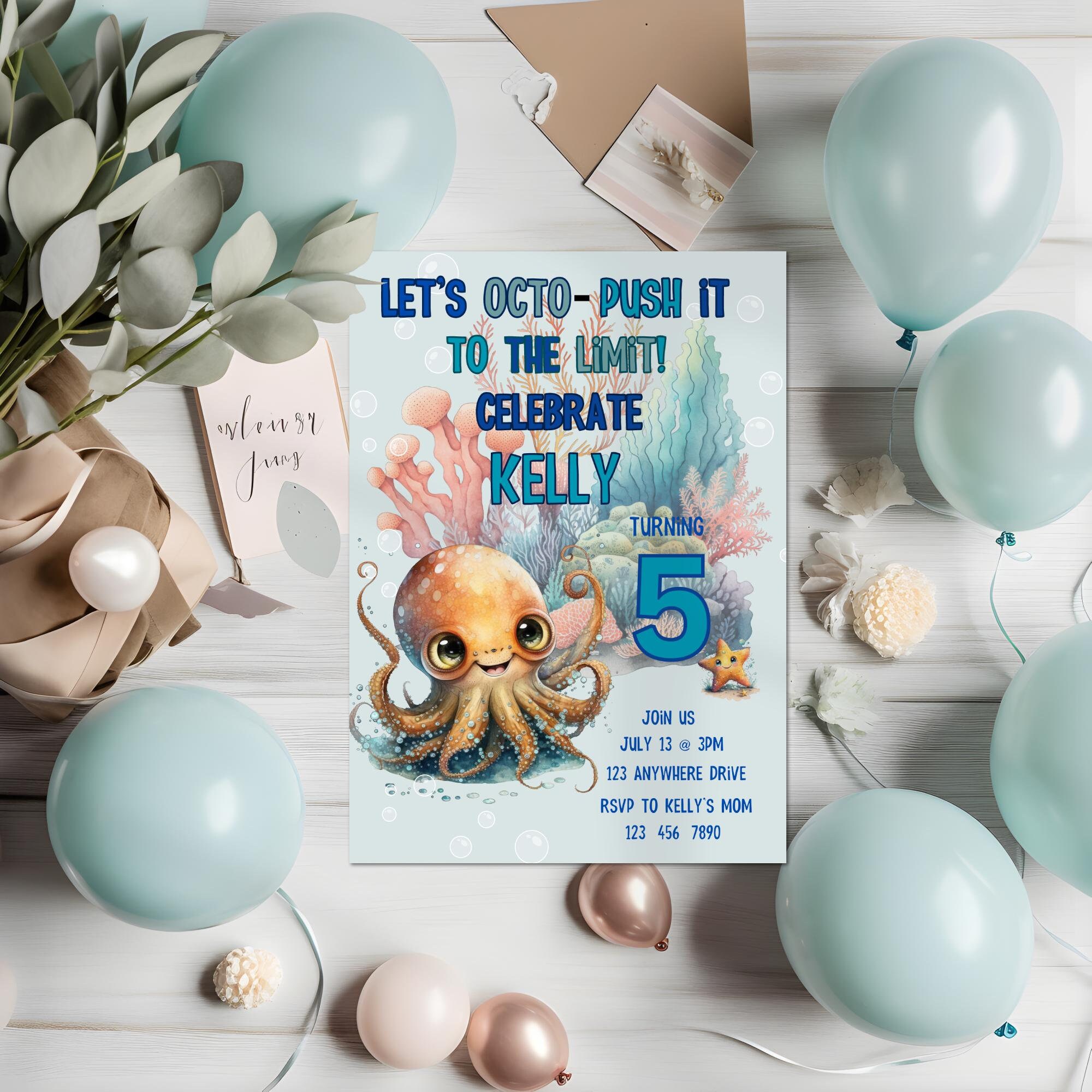 Editable Octopus Birthday Invitation, Octopus and the Sea Invite, Sea ...
