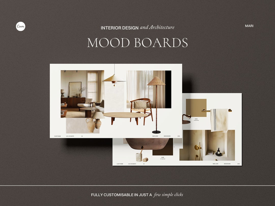 Interior Mood Boards Template Interior Design Canva Template Concept