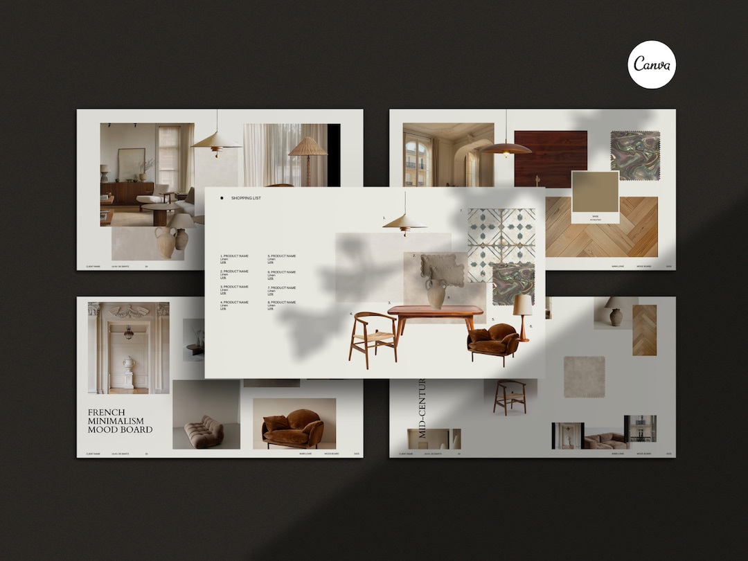 Concept Mood Board Template, Interior Design, Canva Template, Concept ...