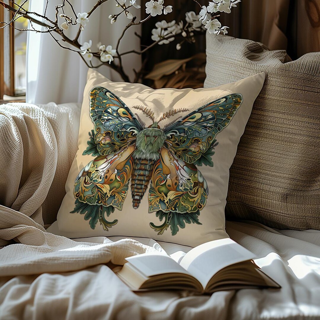 Floral Moth Pillow: Cottagecore Boho Decor - Etsy