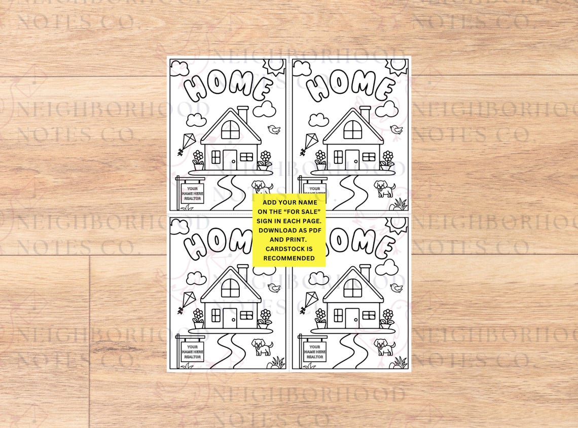 Realtor Templates, Real Estate Kids Coloring Page, Open House Activity ...