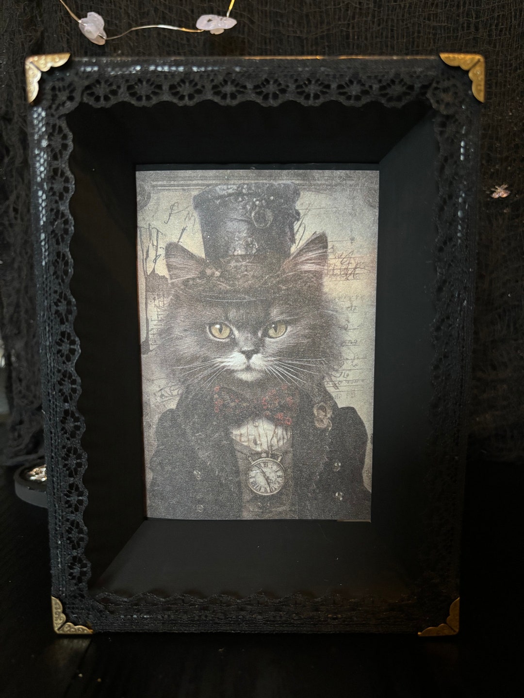 Beautiful Upcycled Gothic Black Photo Frame With Lace Detail and Gothic ...