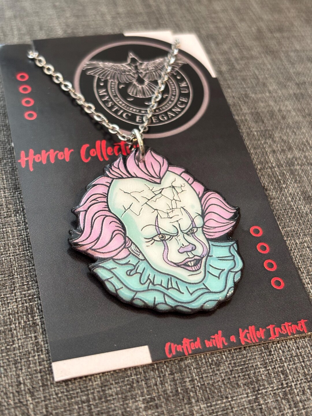 Stainless Steel Horror Necklace Acrylic Charm Horror Film Horror Movie ...