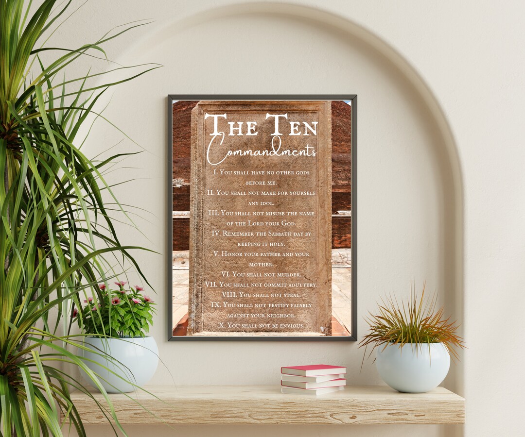 The Ten Commandments Digital Poster, Exodus 20 Wall Art, Home Decor ...