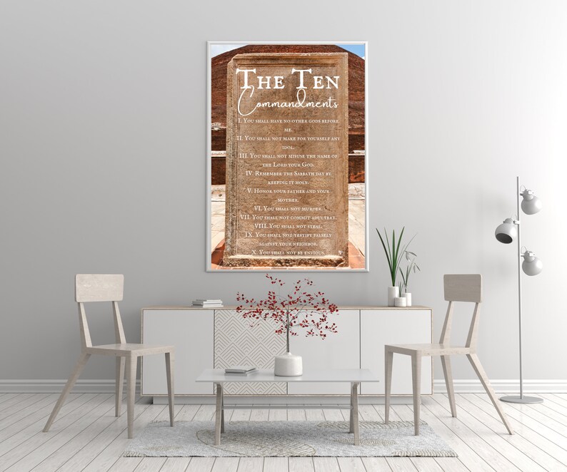 The Ten Commandments Digital Poster, Exodus 20 Wall Art, Home Decor ...