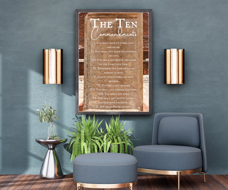 The Ten Commandments Digital Poster, Exodus 20 Wall Art, Home Decor ...
