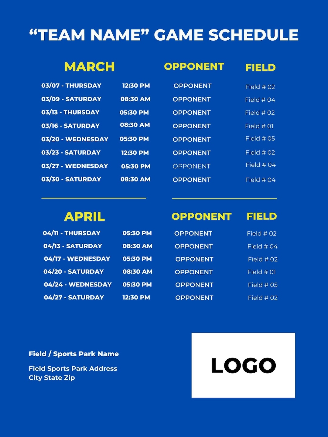 Simple Game Schedule (canva Template) - Etsy