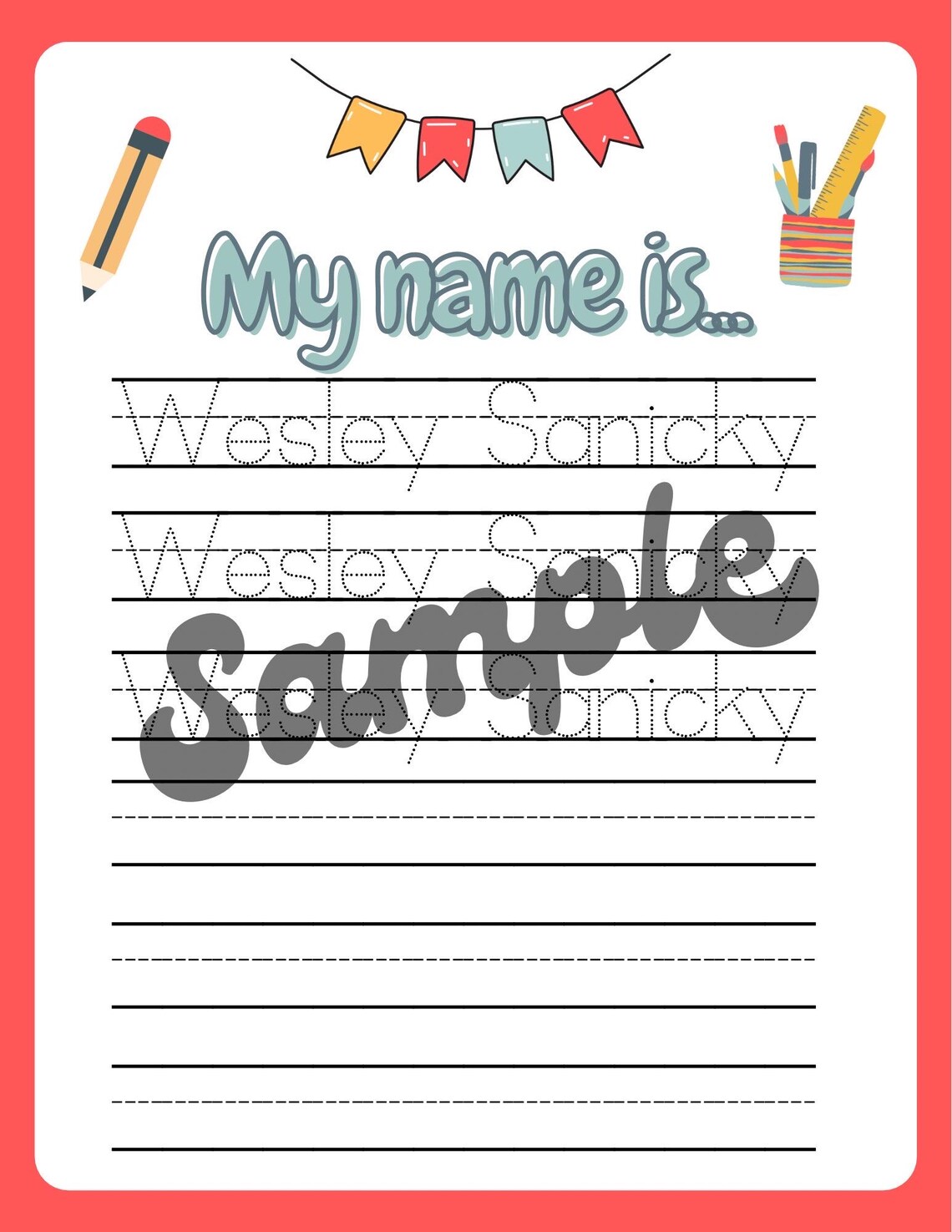 Name Tracing | Preschool Handwriting | Handwriting Name Practice - Etsy