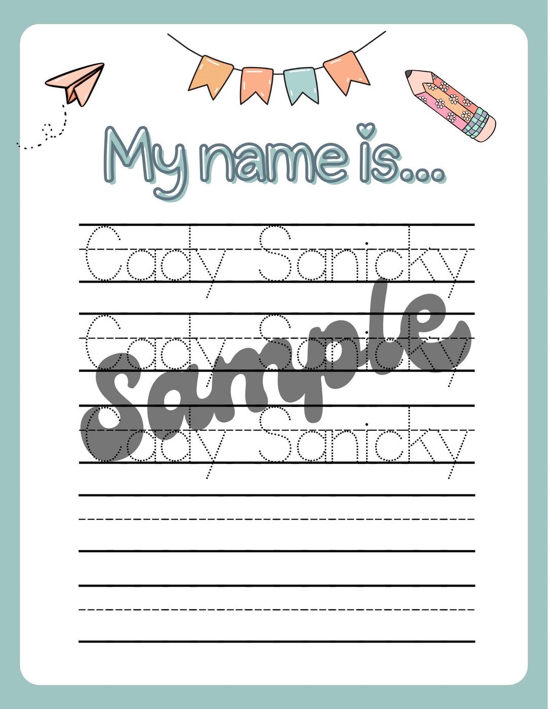 Name Tracing | Preschool Handwriting | Handwriting Name Practice - Etsy