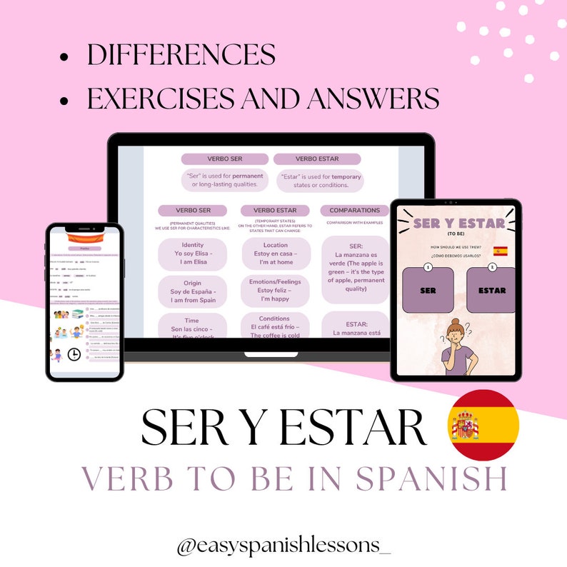 Verb to be in spanish/ Diferencias ser y estar - Etsy México