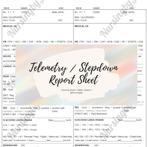 Nursing Report Sheet | 2-patient Nurse Brain | SBAR | Telemetry & PCU ...