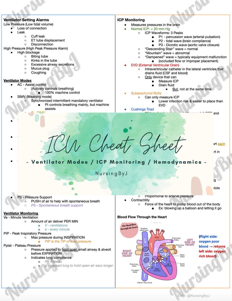 ICU Cheat Sheet | New Grad in the ICU | Nursing Notes | Critical Care ...