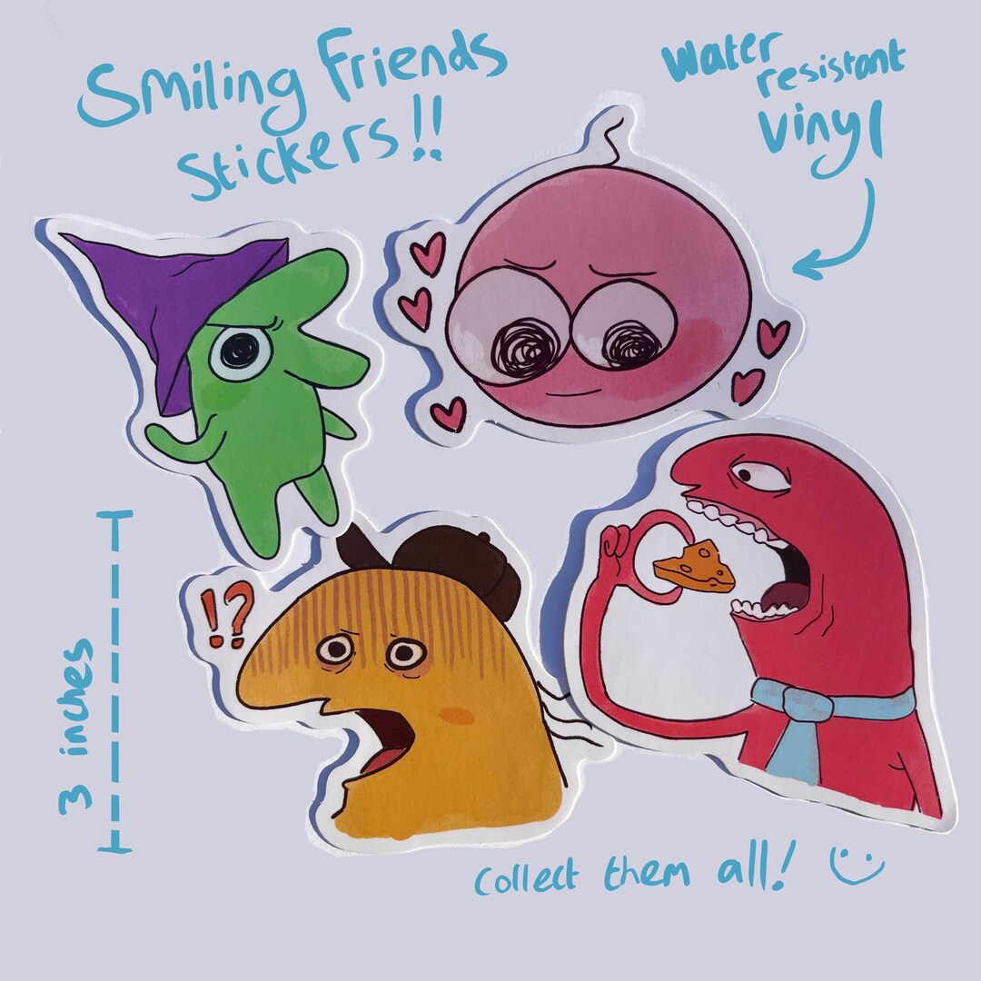 Smiling Friends Stickers Pim Charlie Allan Glep - Etsy