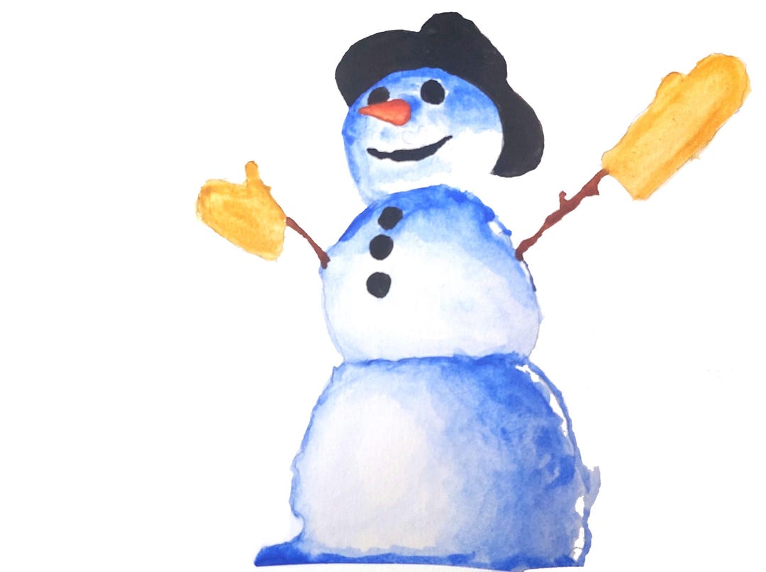 Snowman-original Snowman Painting-watercolor on Paper by Walter Gordon ...