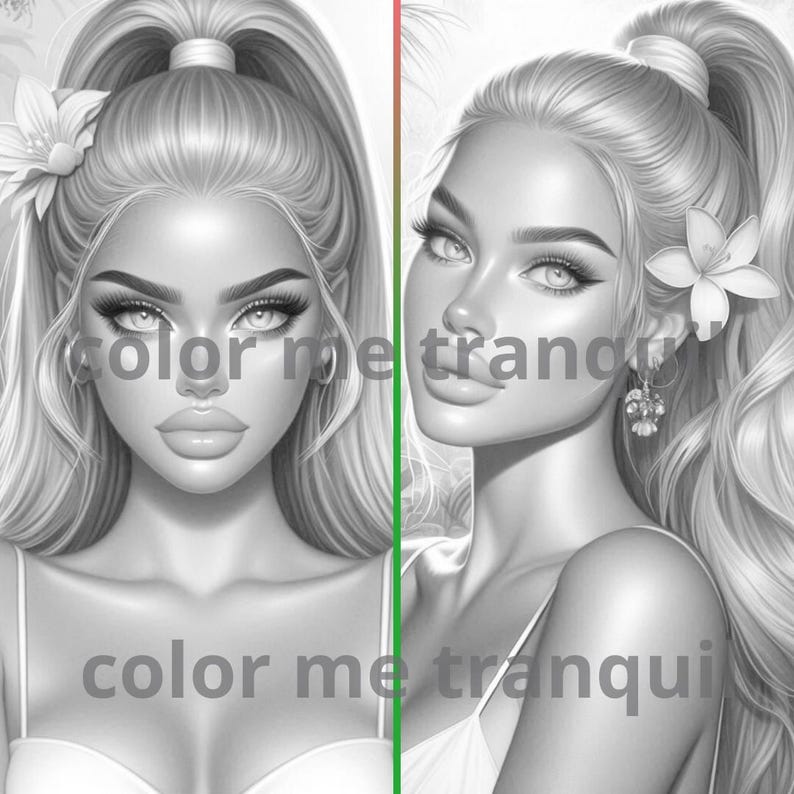 Grayscale Coloring Pages for Adults | Beautiful Portraits | Fantasy ...